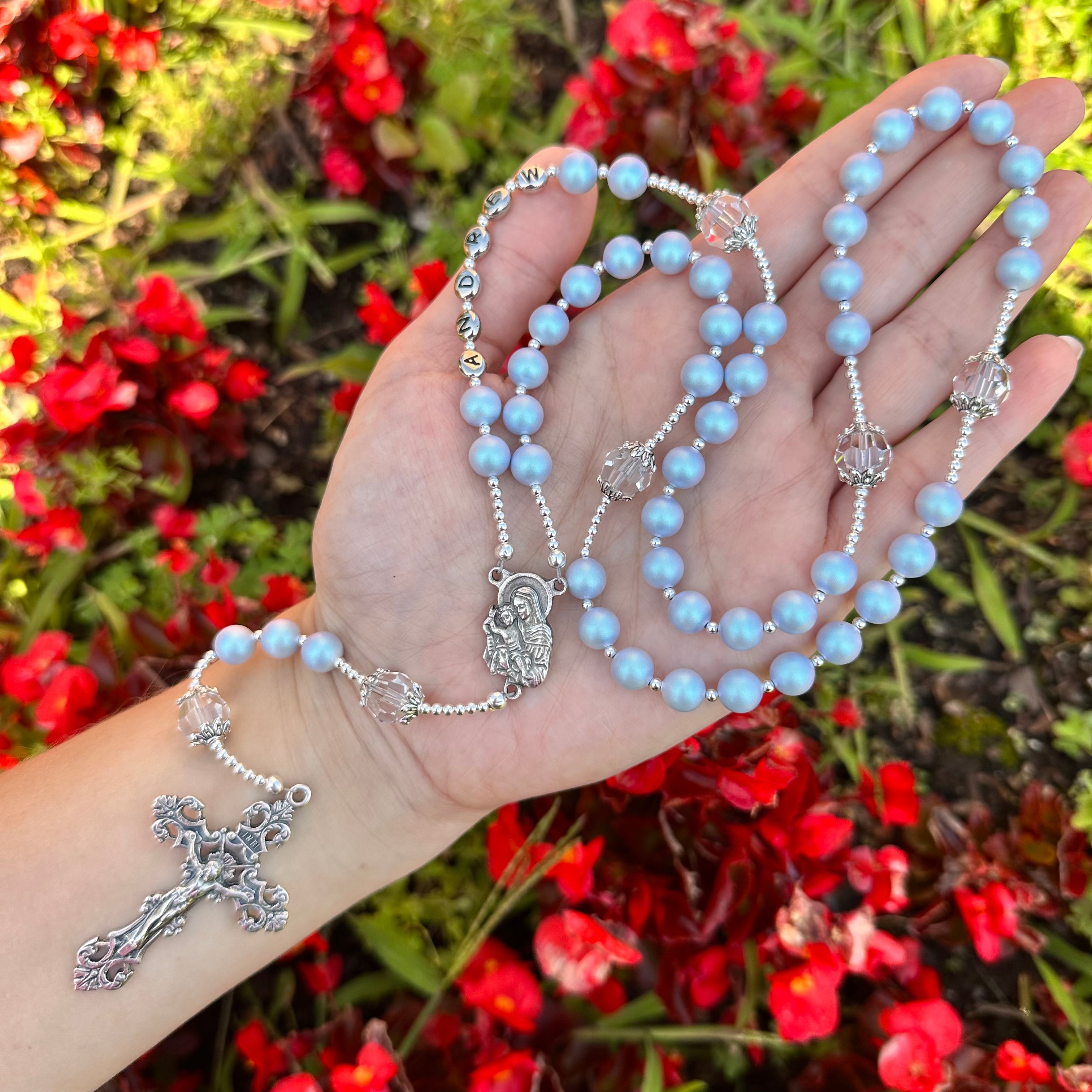 Iridescent Light Blue – Your Custom Rosary